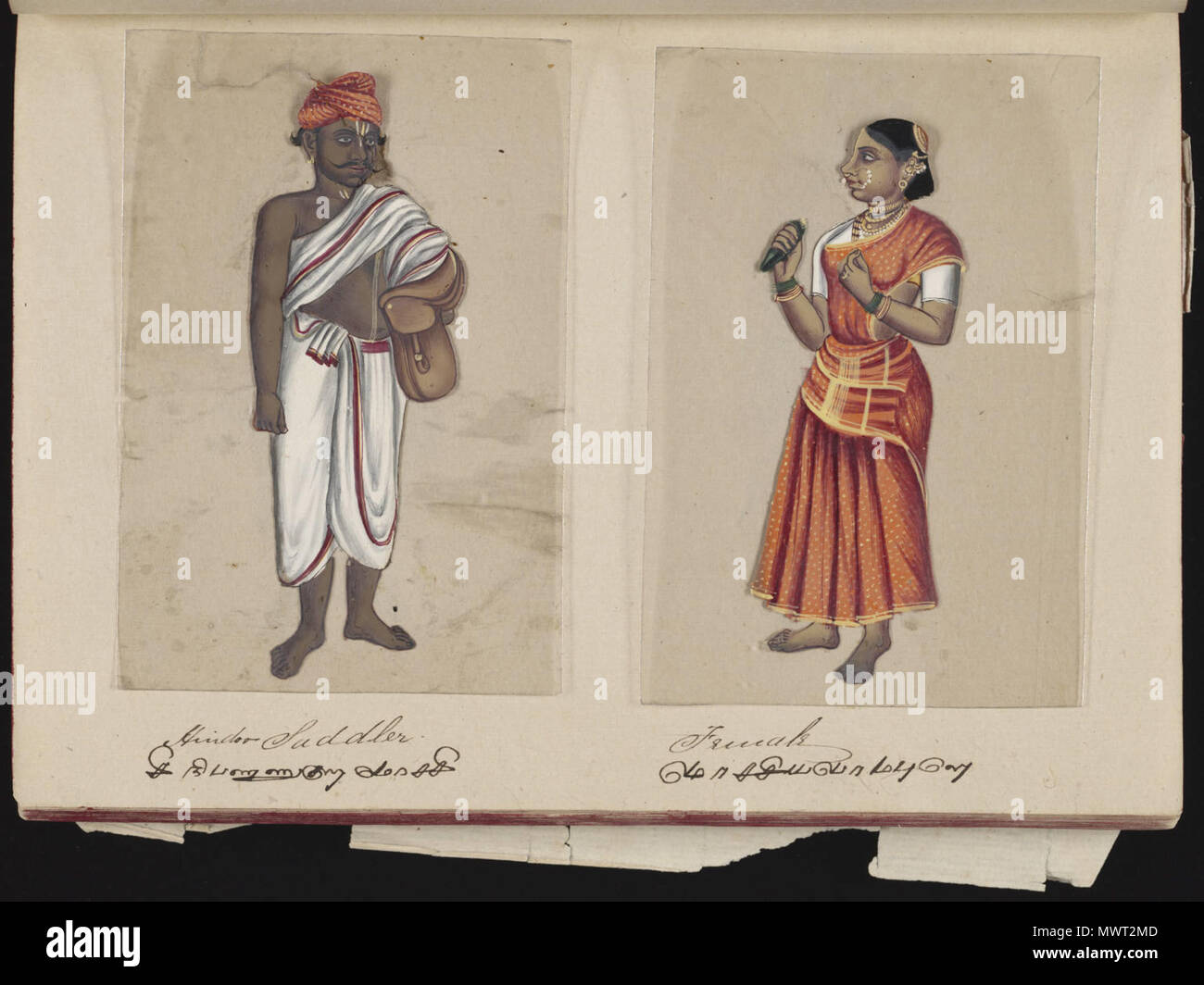. A page from the manuscript Seventy-two Specimens of Castes in India ...