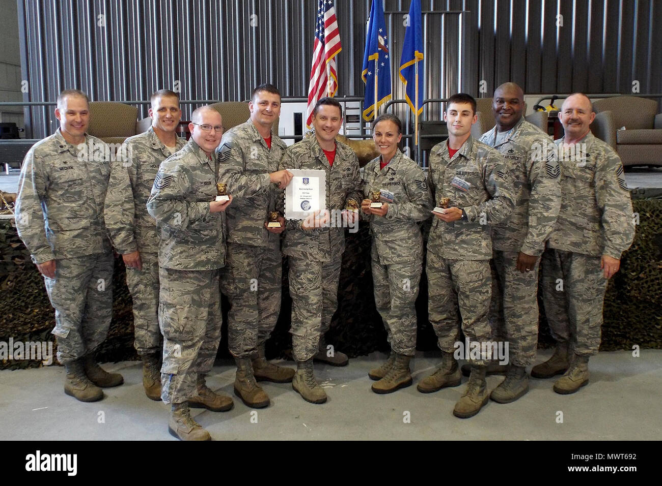 (Left to Right) U.S. Air Force Reserve Lt. Col. Keith Mecham, commander ...