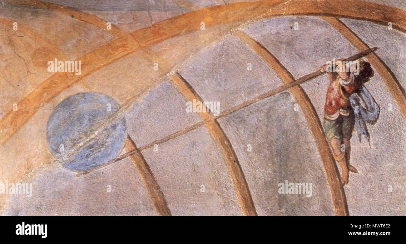 . English: Wall painting of Archimedes' lever, painted in the years ...