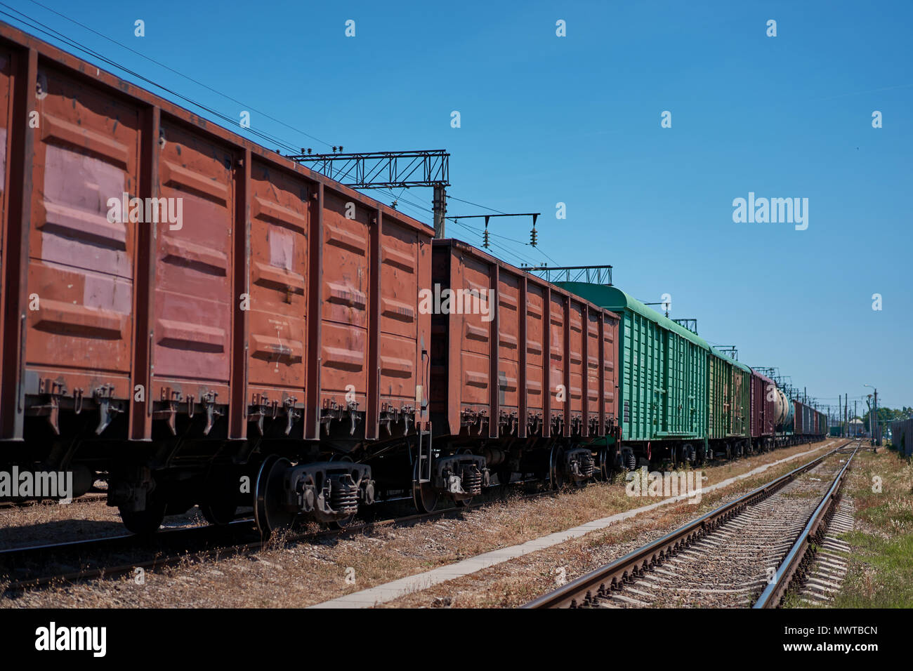 freight train on the rails Stock Photo - Alamy