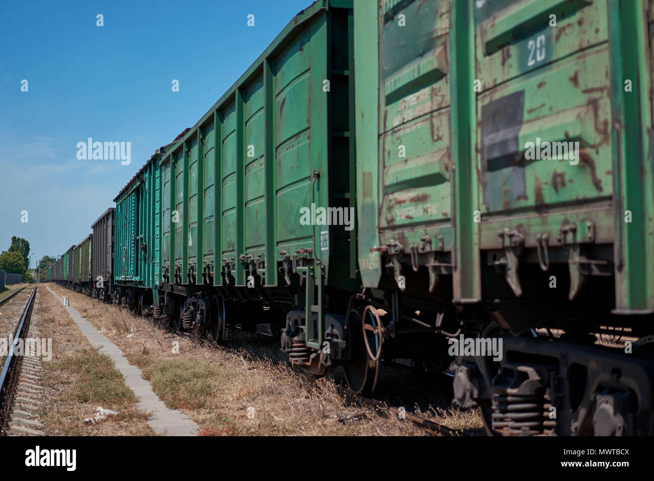 freight train on the rails Stock Photo - Alamy