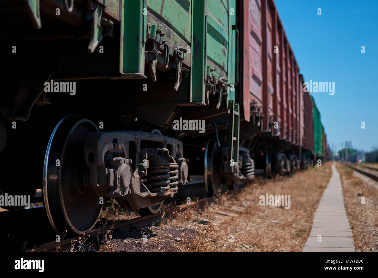 freight train on the rails Stock Photo - Alamy