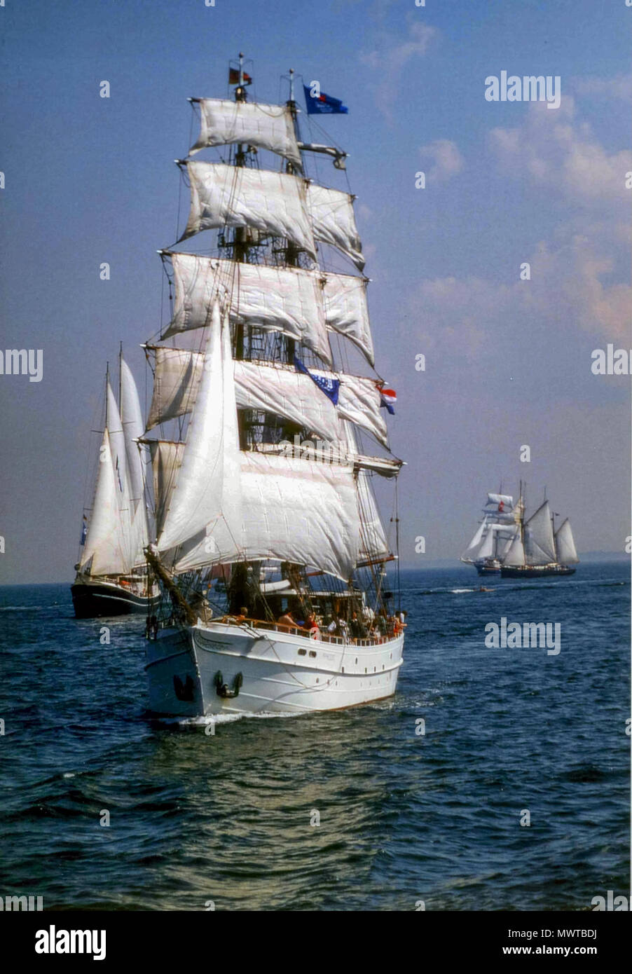 Impressive windjammer parade in the kiel bay. Windjammer under sail ...