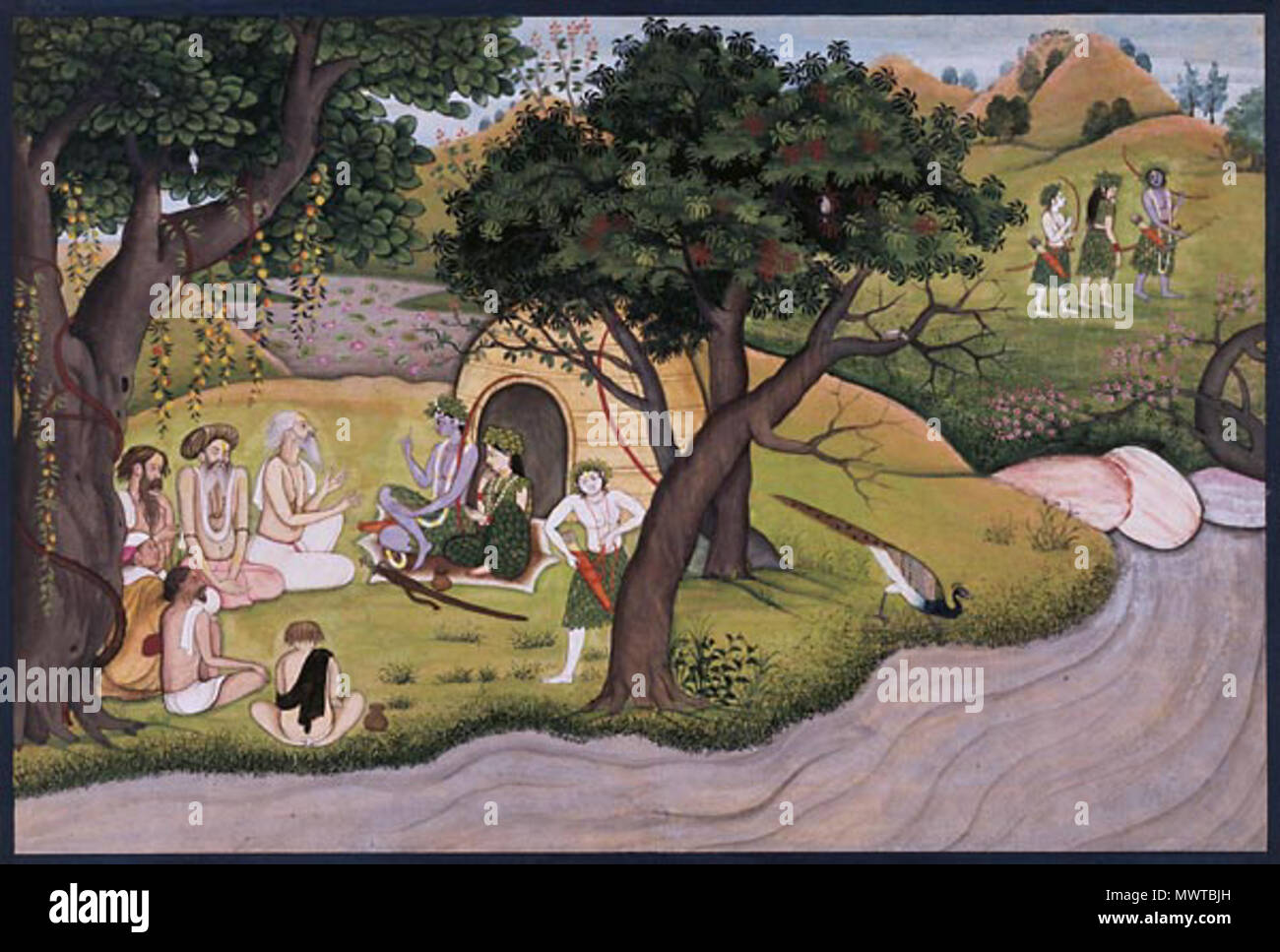 . English: The ascetics ask Rama for protection. Folio from the small ...