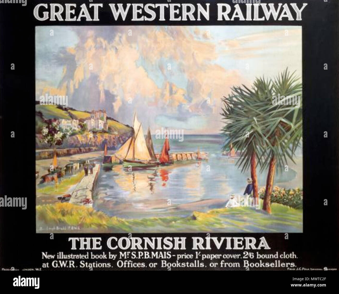 . English: Poster depicting three boats in a Cornish harbour . 1 ...