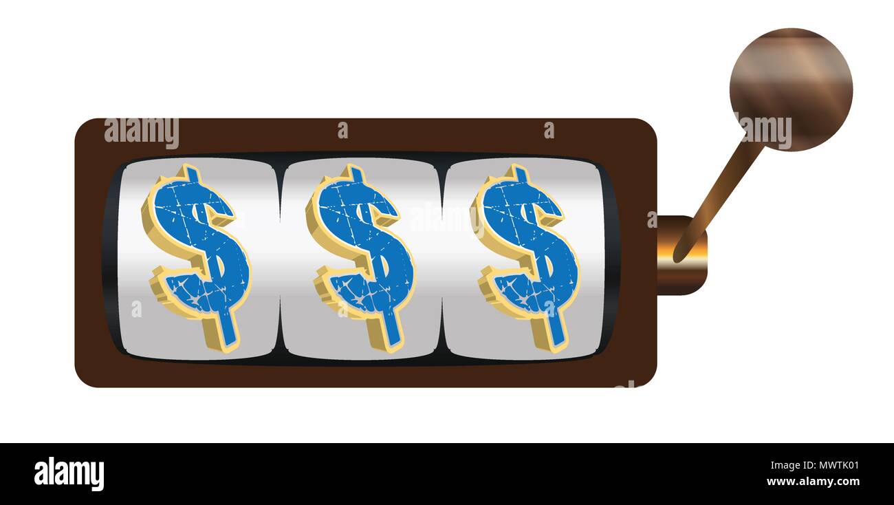 A typical cartoon style three dollar cash on a spin of a one armed ...