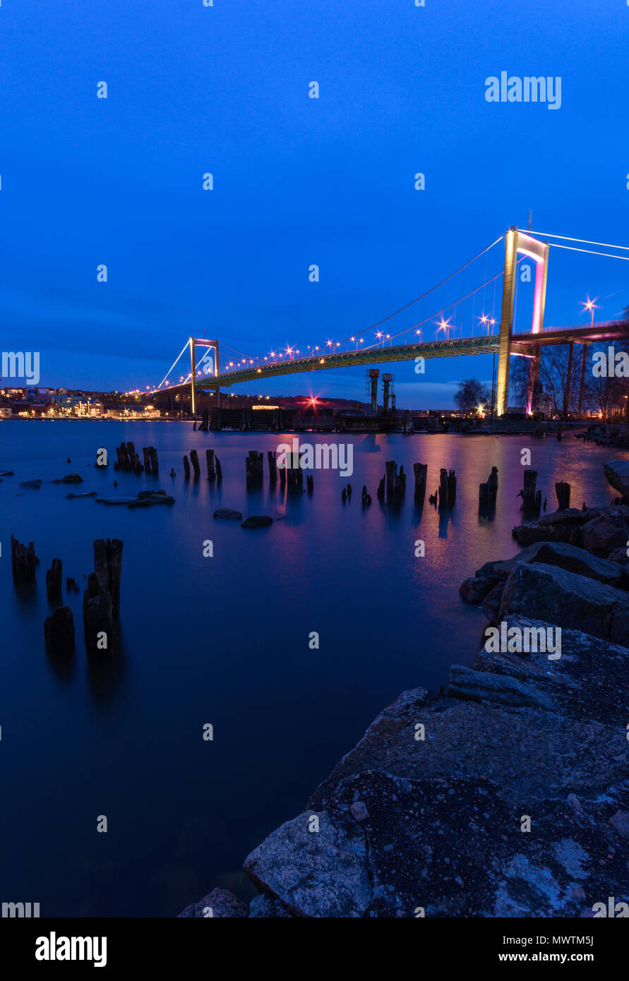 Suspension bridge at Gothenburg Connecting main land to Industrial area ...