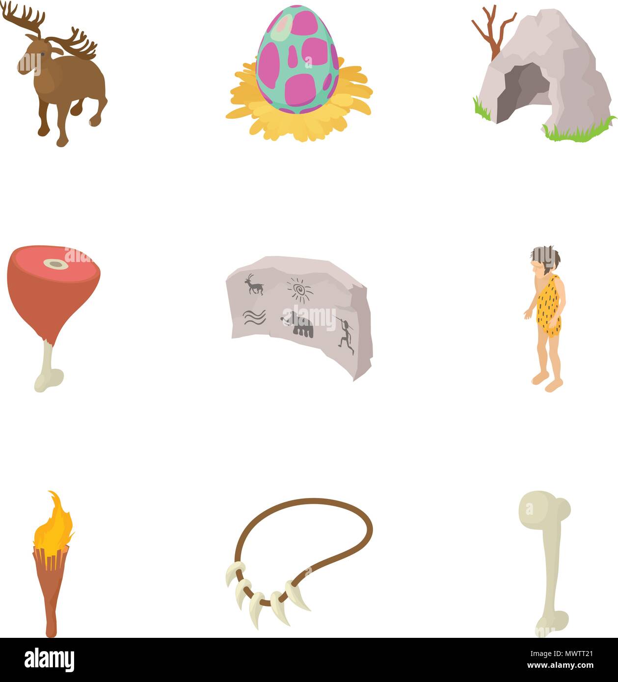 Prehistoric man icons set, cartoon style Stock Vector Image & Art - Alamy