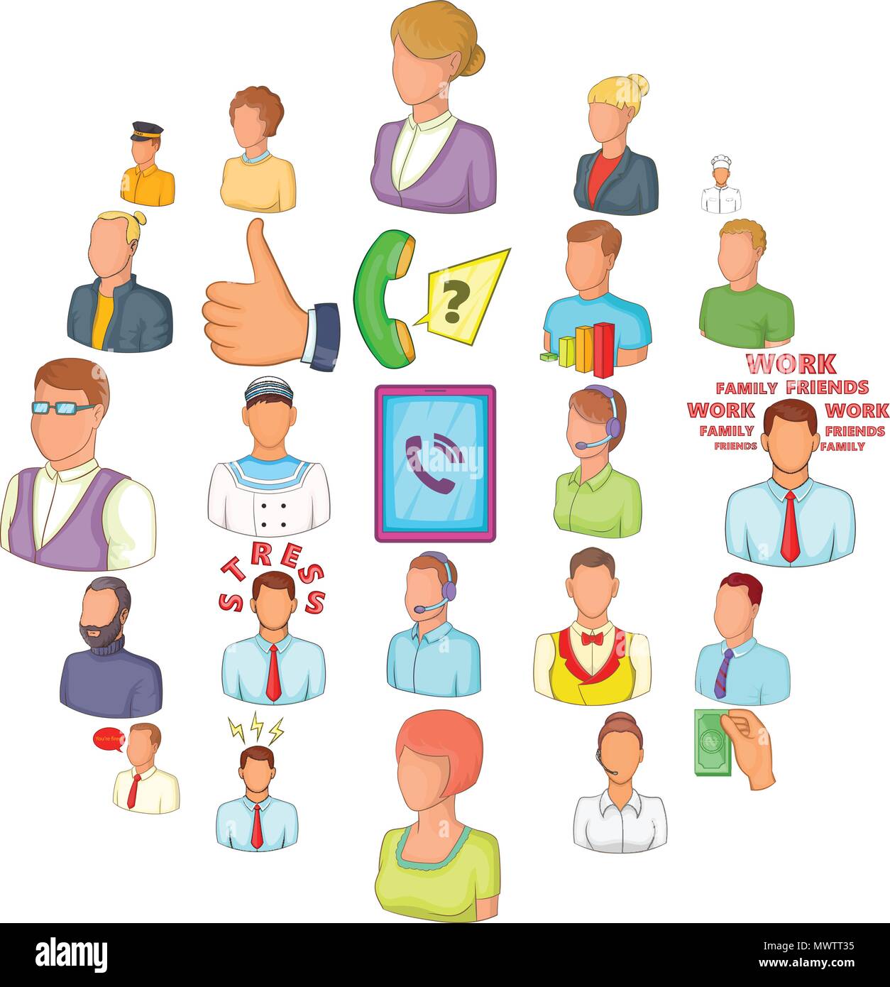Hand icons set, cartoon style Stock Vector Image & Art - Alamy