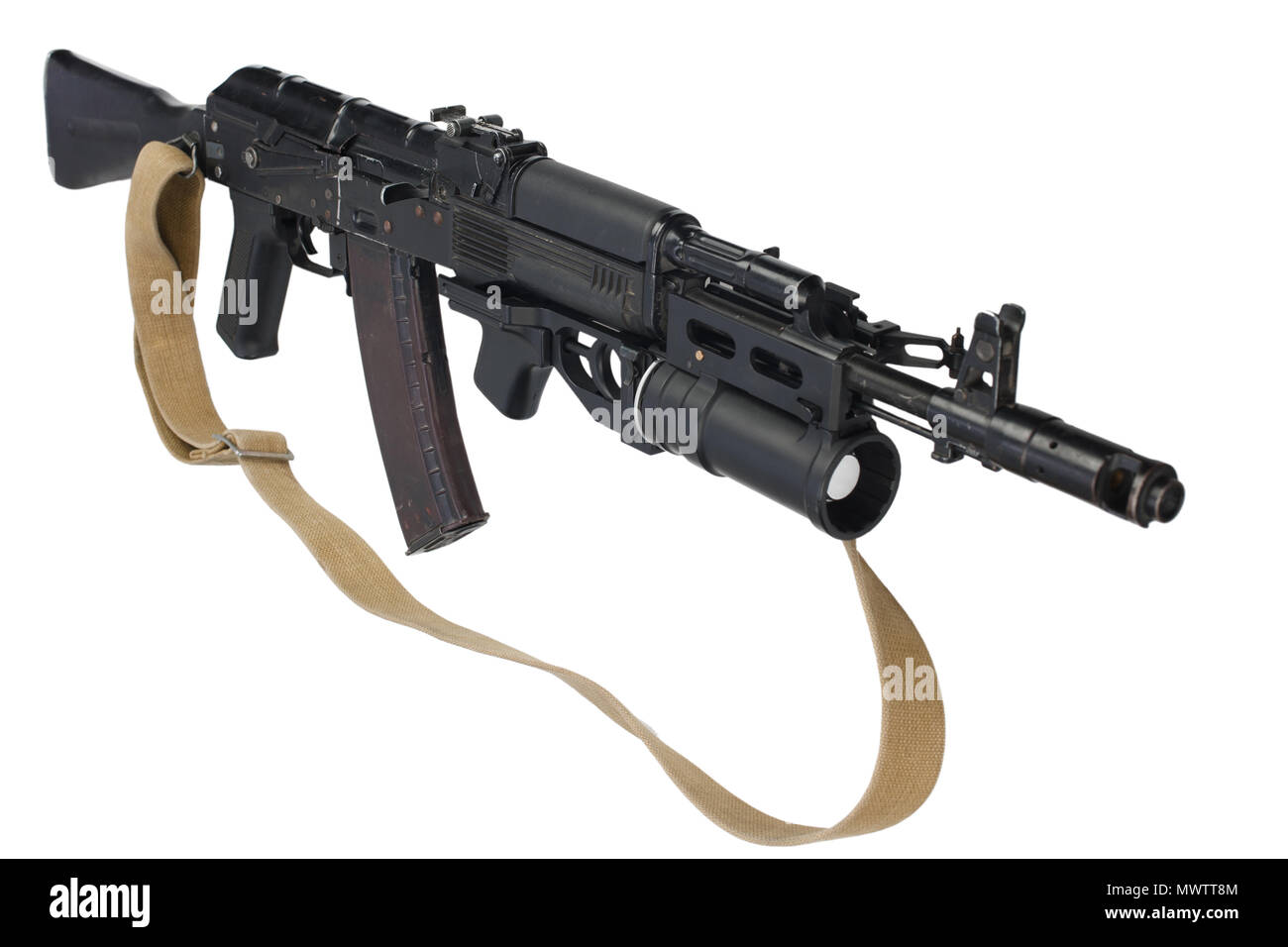 modern kalashnikov AK 74M assault rifle with underbarrel grenade ...