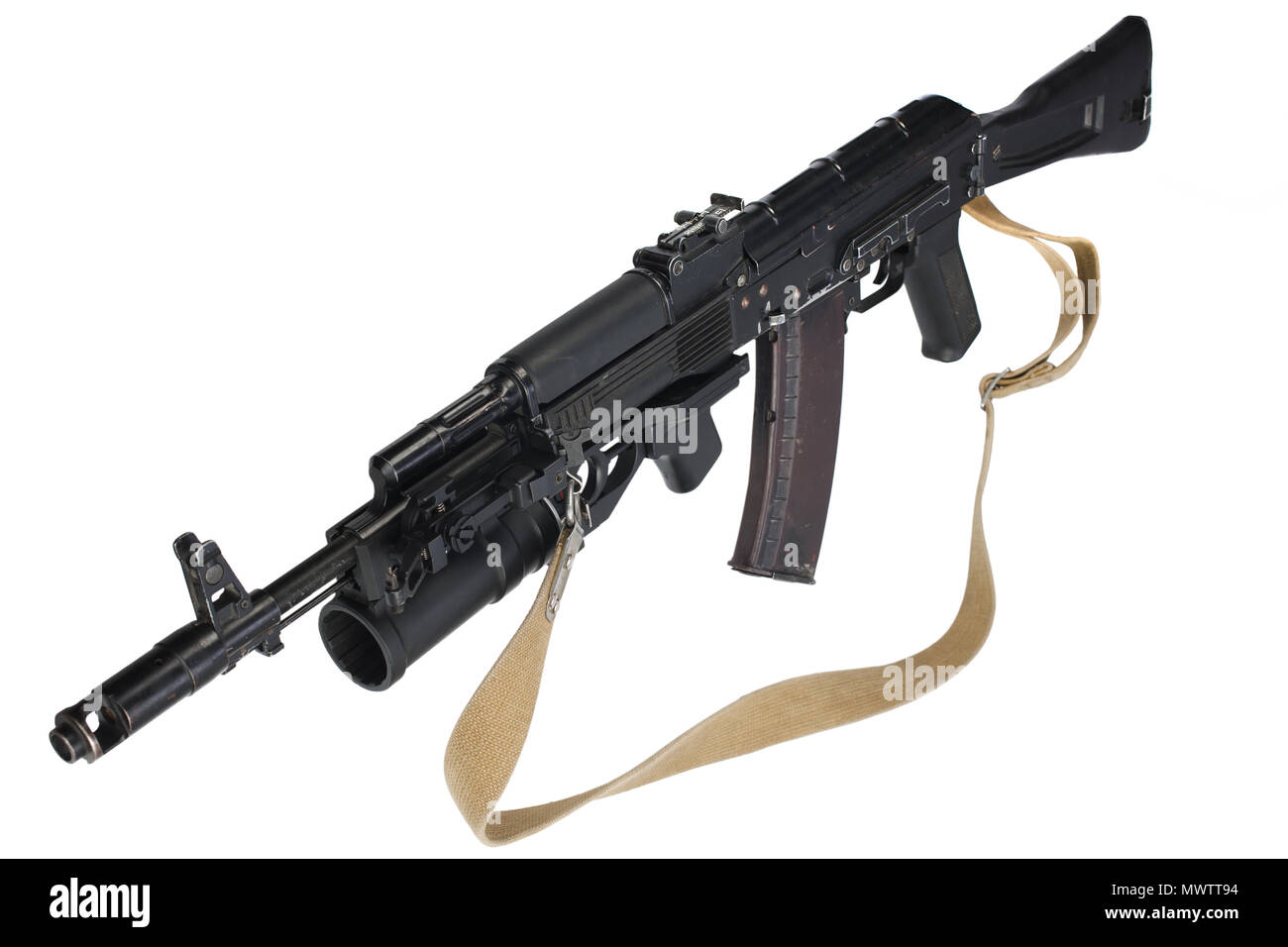 modern kalashnikov AK 74M assault rifle with underbarrel grenade ...