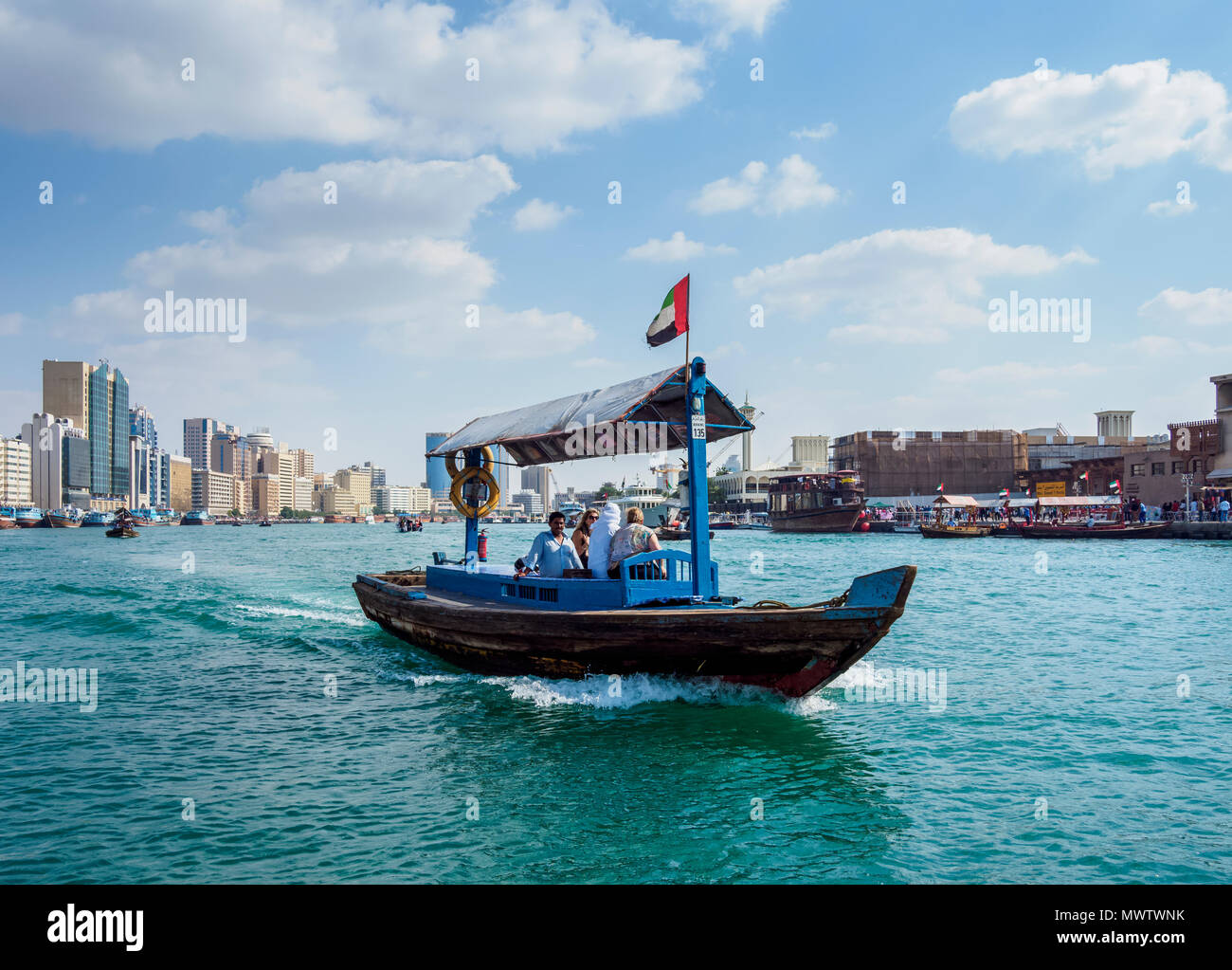 Abra Boat on Dubai Creek, Dubai, United Arab Emirates, Middle East ...