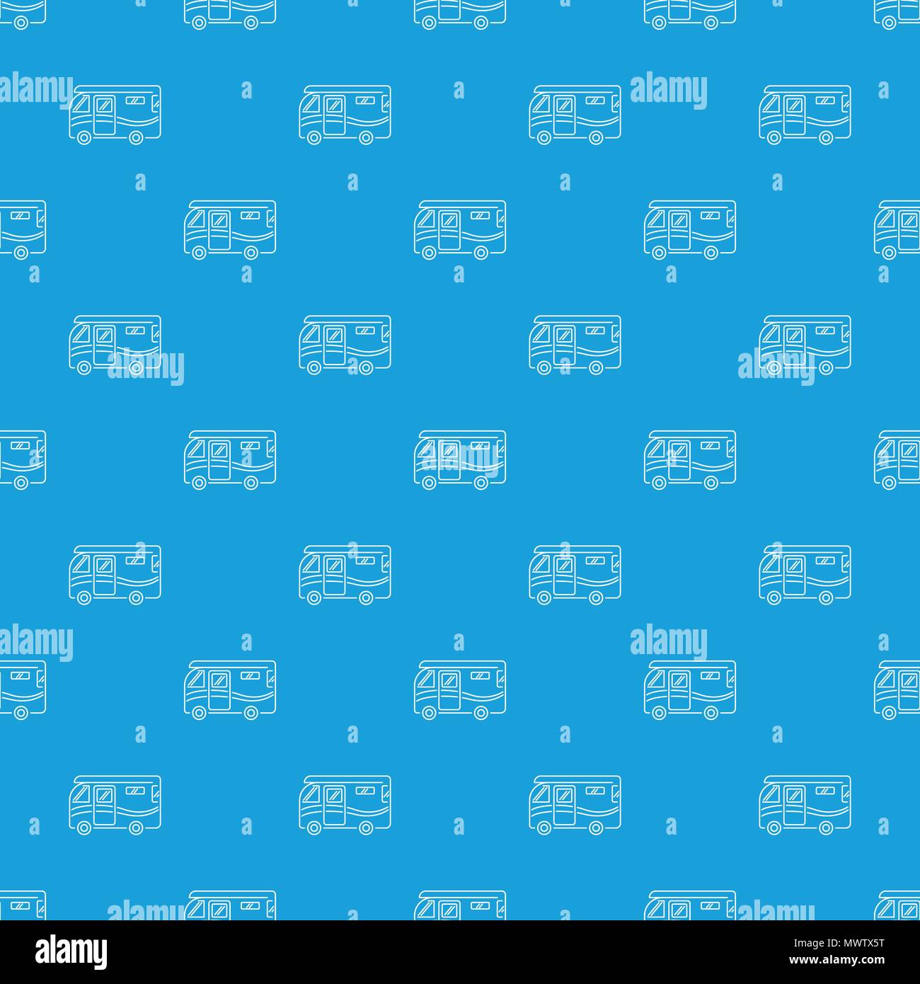 Traveling camper van pattern vector seamless blue Stock Vector Image ...
