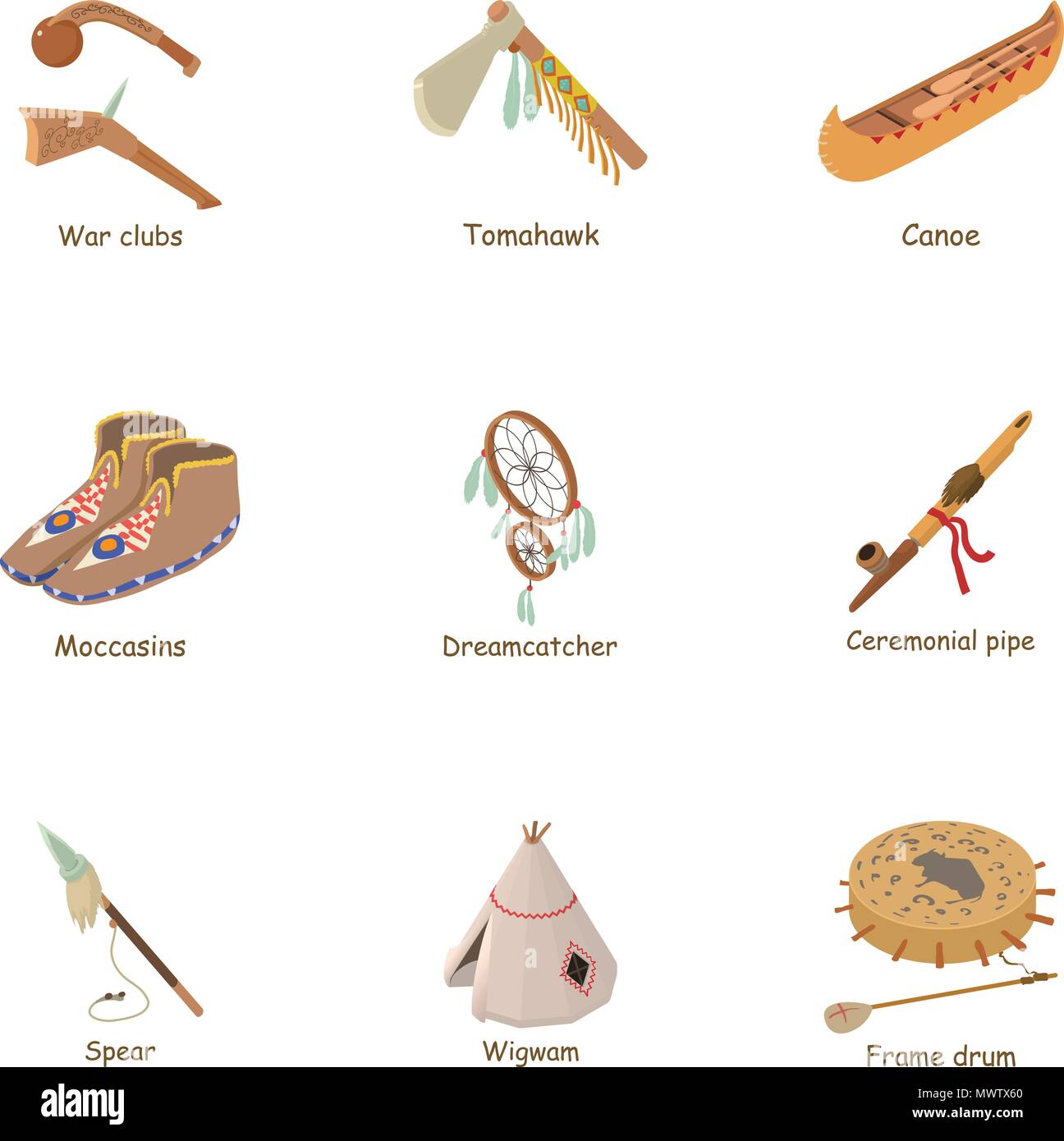 Injun icons set, cartoon style Stock Vector Image & Art - Alamy