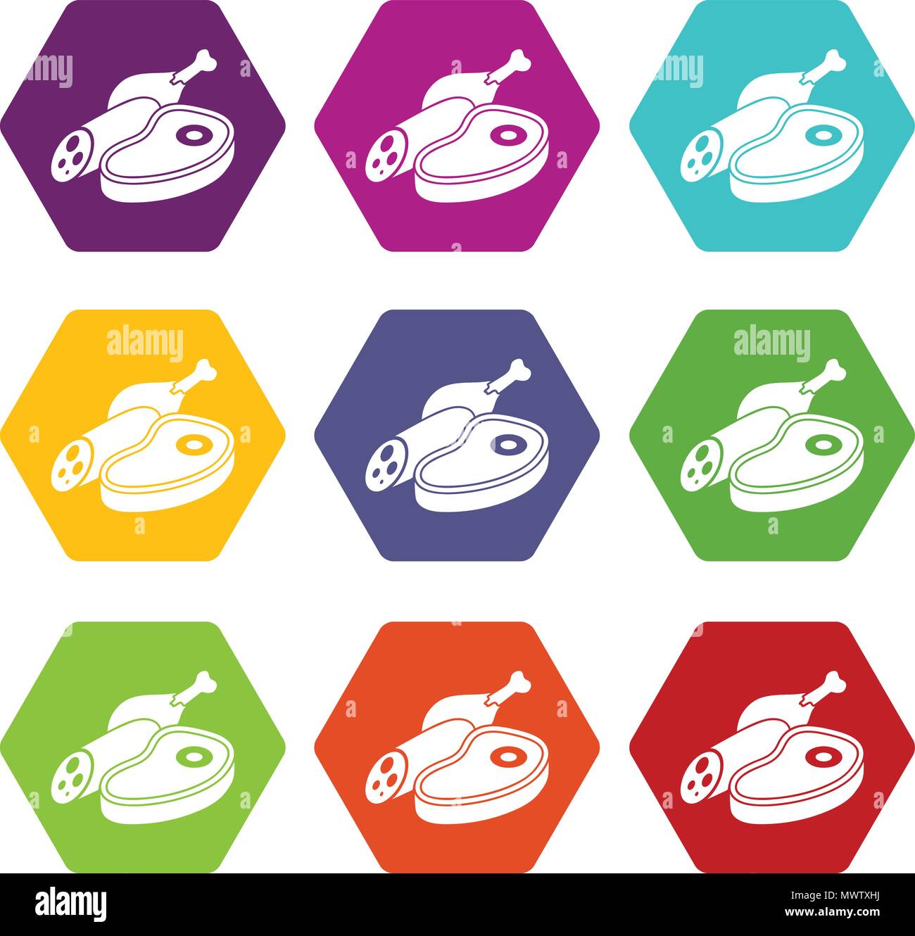 Meat food icons set 9 vector Stock Vector Image & Art - Alamy