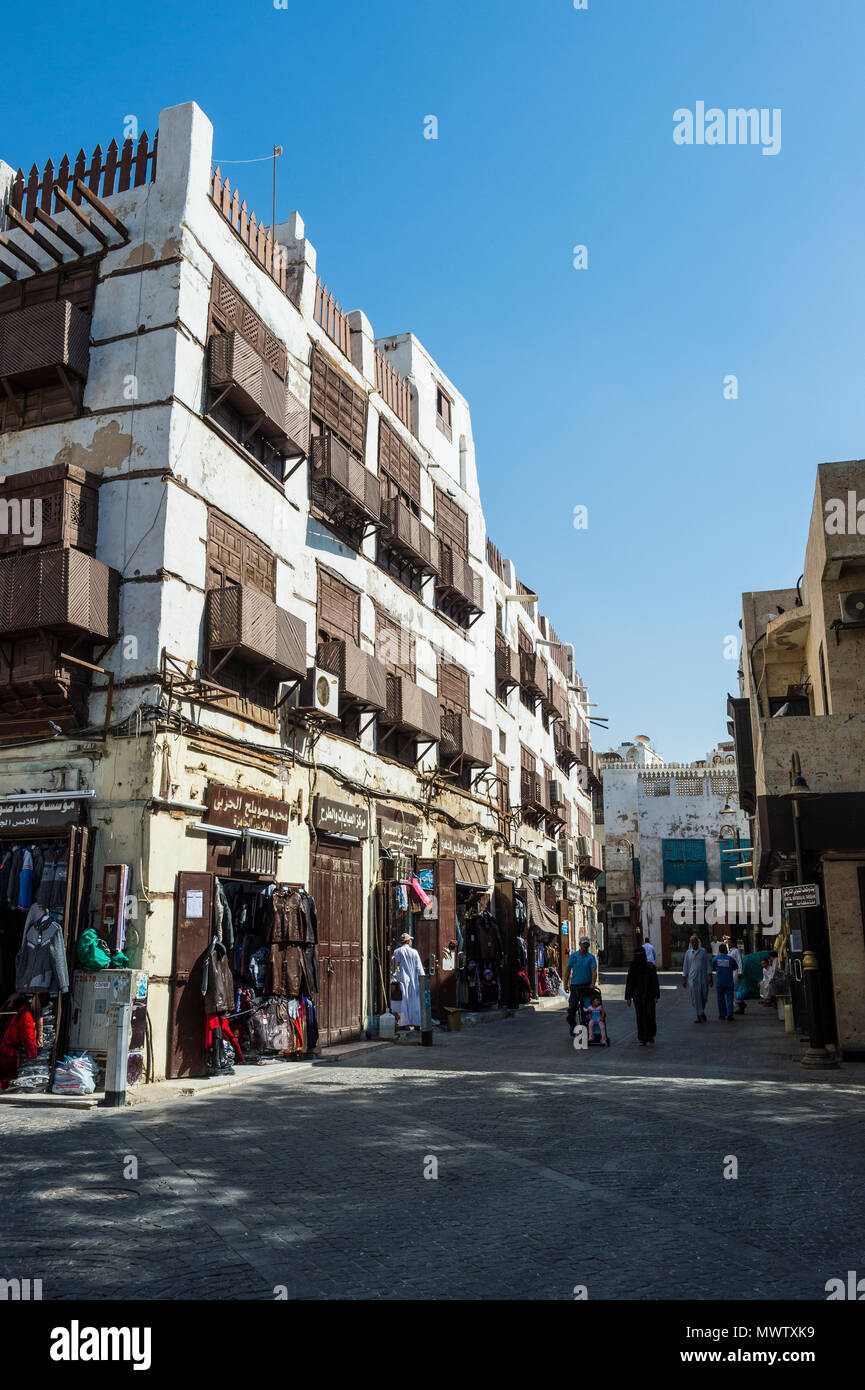 Traditional houses in the old town of Jeddah, UNESCO World Heritage ...