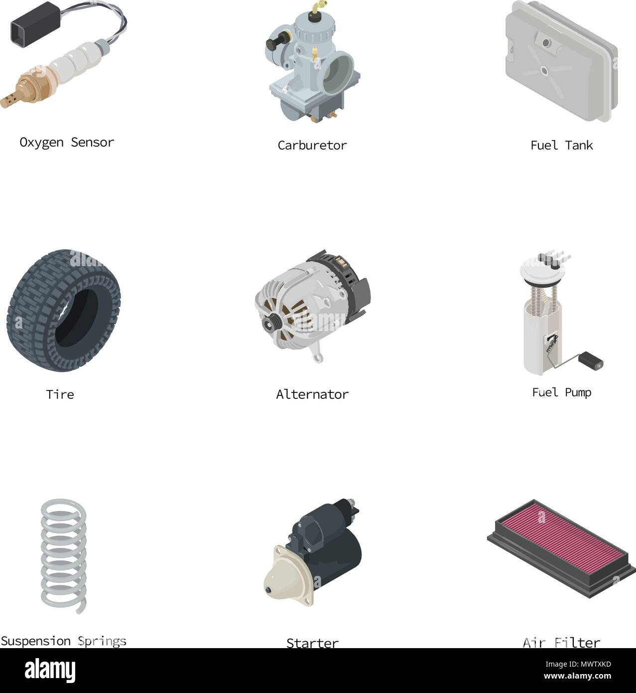 Engine part icons set, cartoon style Stock Vector Image & Art - Alamy