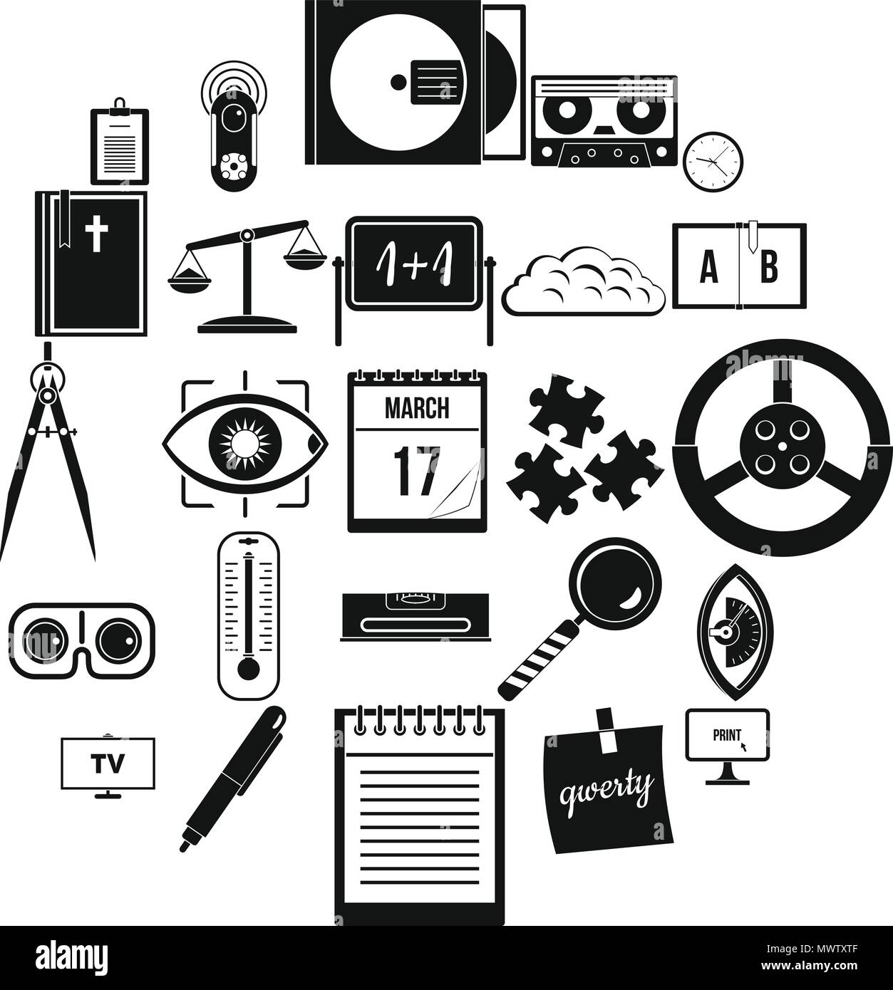 Obtaining knowledge icons set, simple style Stock Vector Image & Art ...