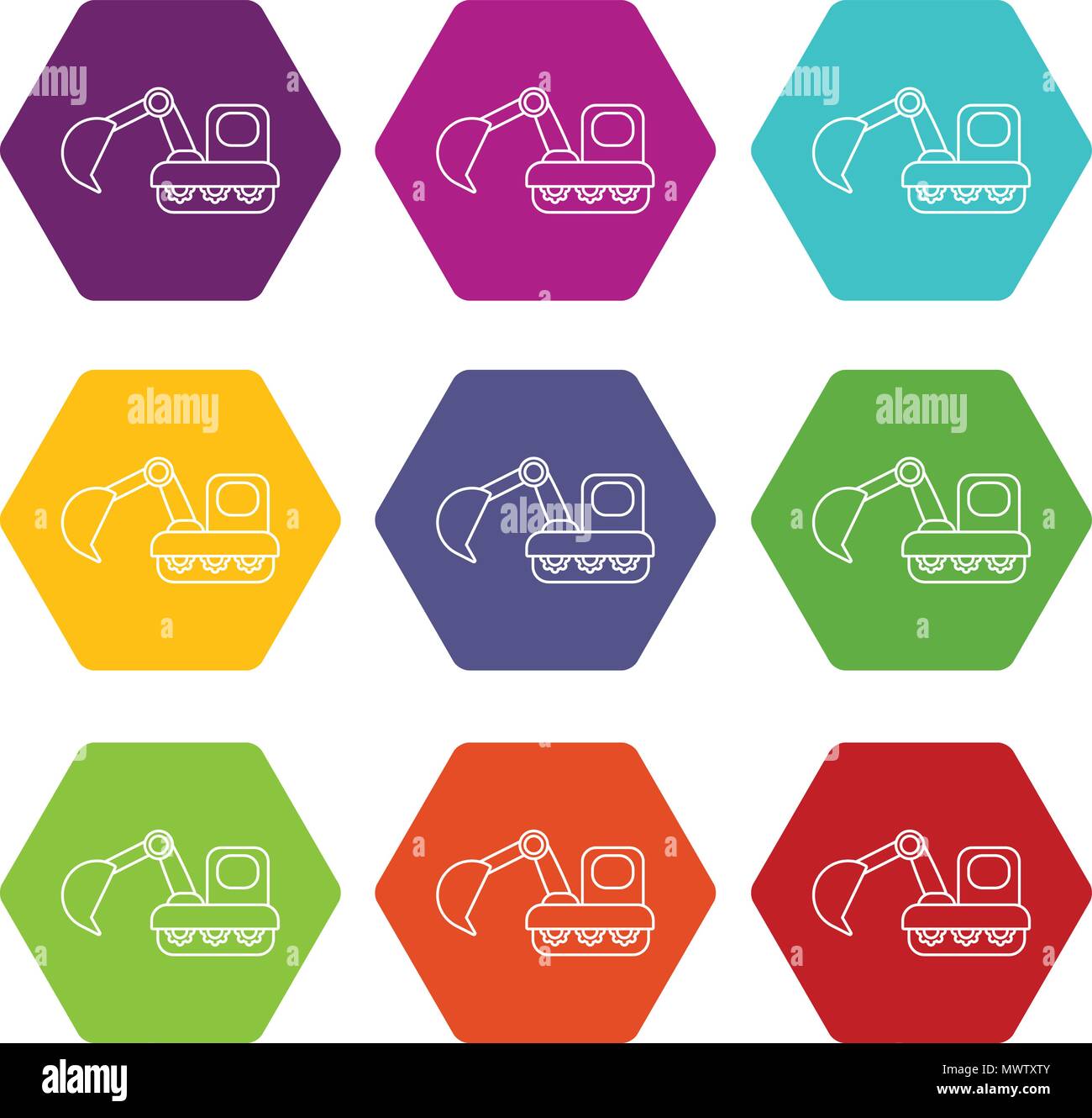 Excavator icons set 9 vector Stock Vector Image & Art - Alamy