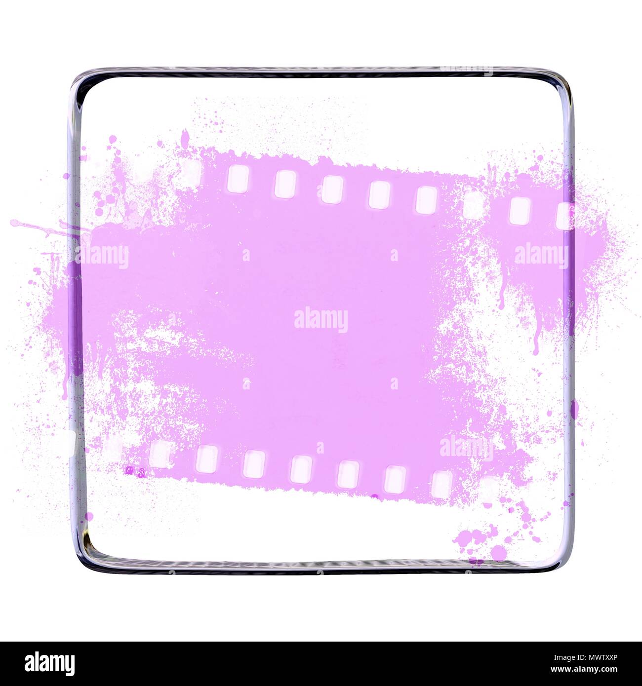 Pink film strip frame with worn borders. Useful for design element ...