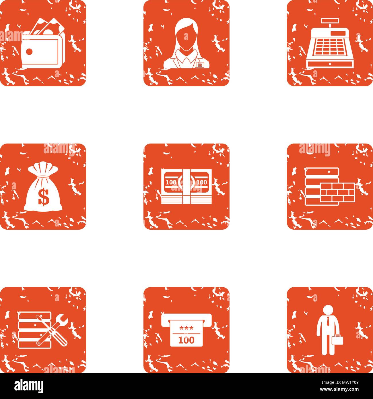 Fix for money icons set, grunge style Stock Vector Image & Art - Alamy