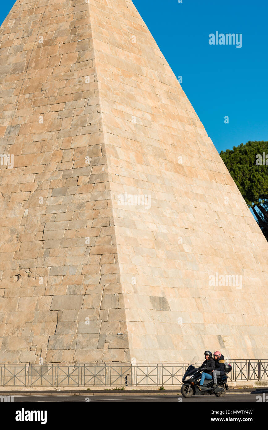 The Pyramid of Caius Cestius, an ancient pyramid, near the Porta San ...