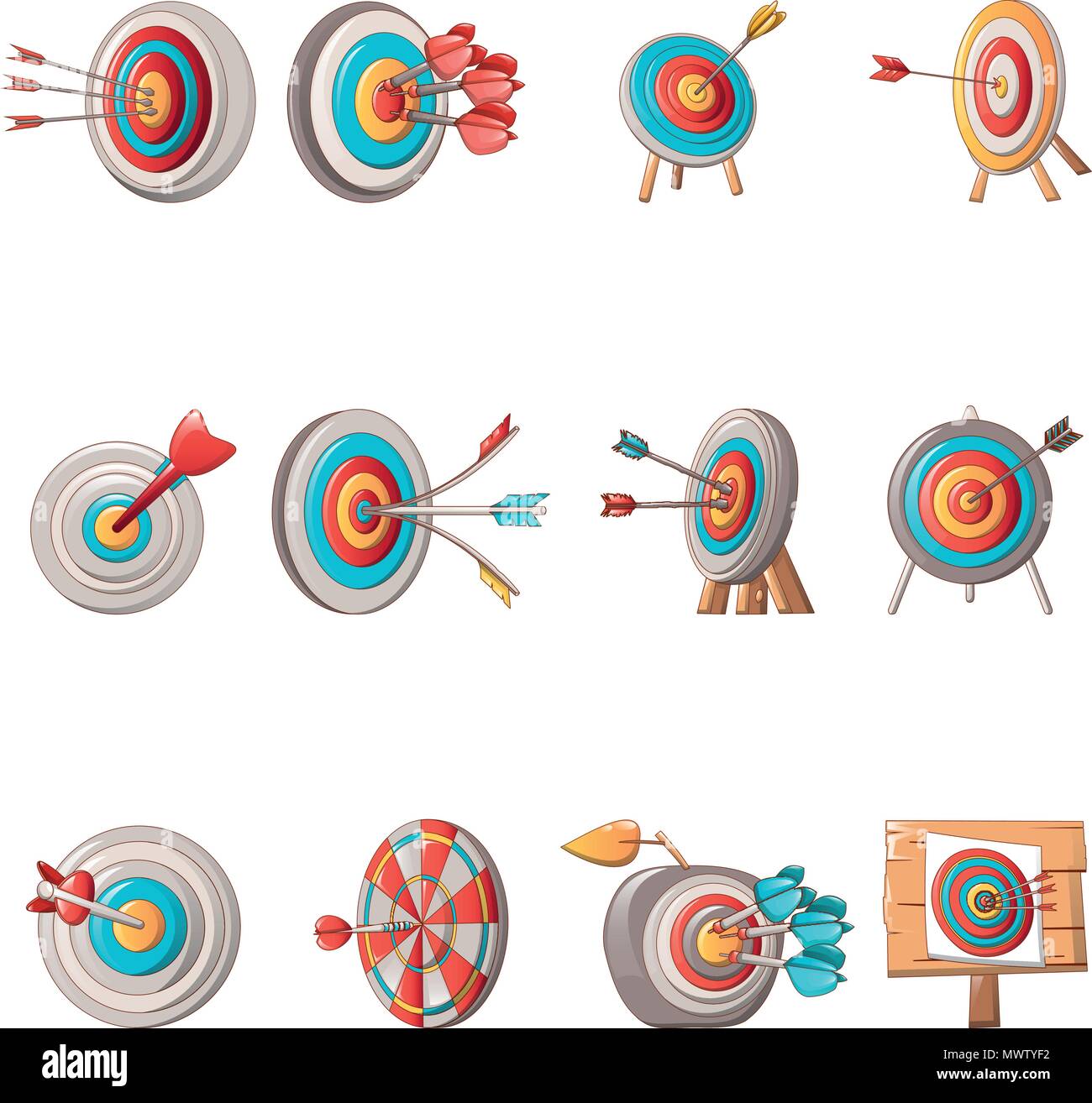 Target with arrow icons set, cartoon style Stock Vector Image & Art - Alamy