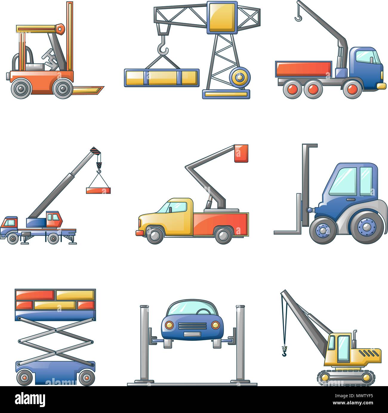 Lifting machine icons set, cartoon style Stock Vector Image & Art - Alamy
