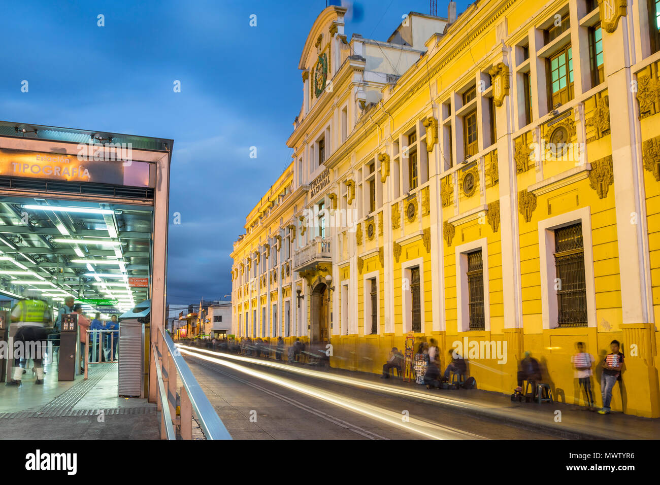 The illuminated Tipografia building at Zona 1 (city centre) in ...