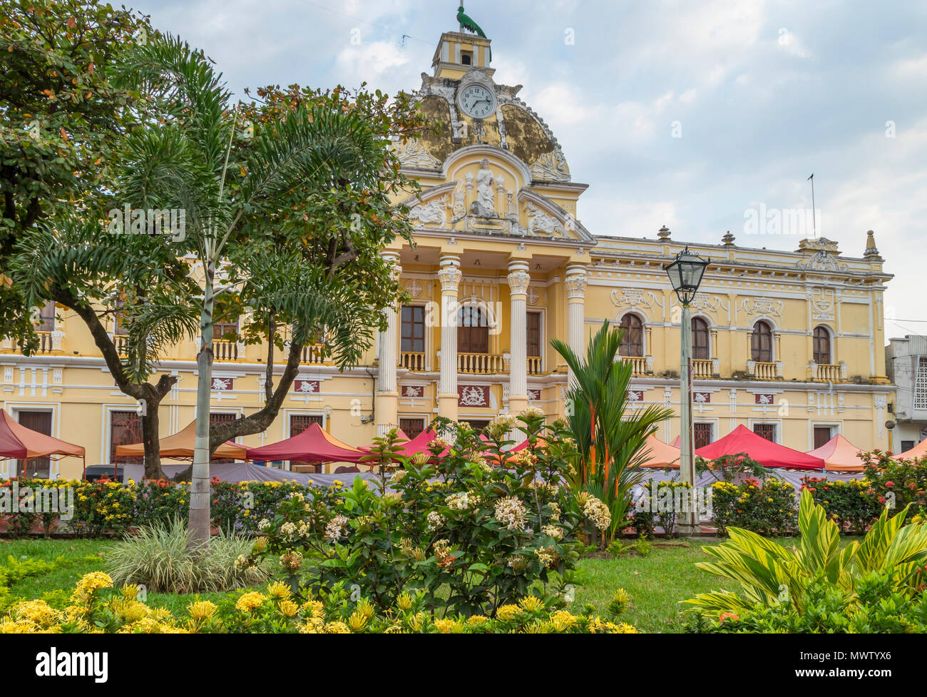 The town hall of Retalhuleu at the main square, Retalhuleu, Guatemala ...