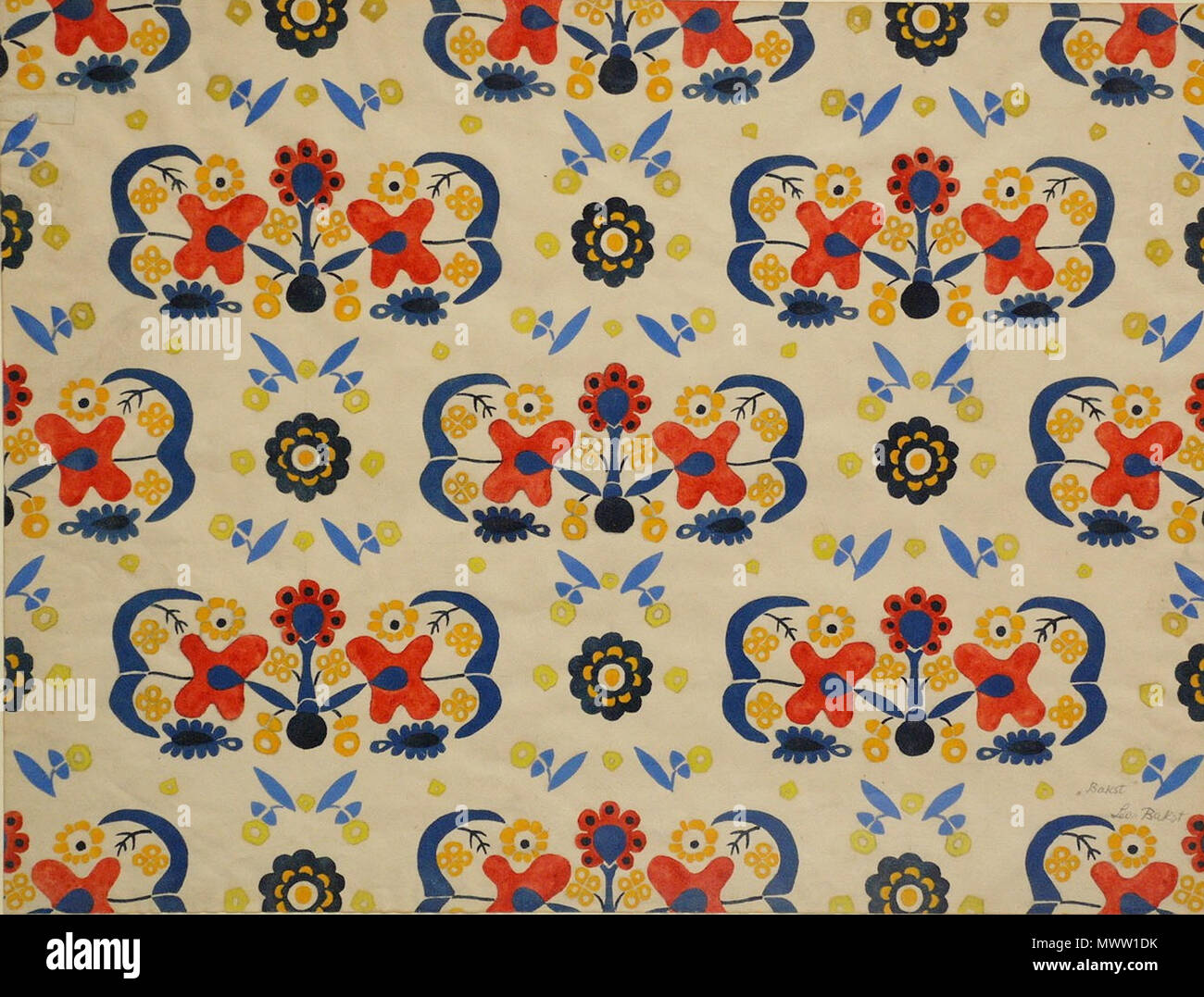 . Textle drawing. Watercolor, paper . Circa: 1922. Bakst 592 Textile ...