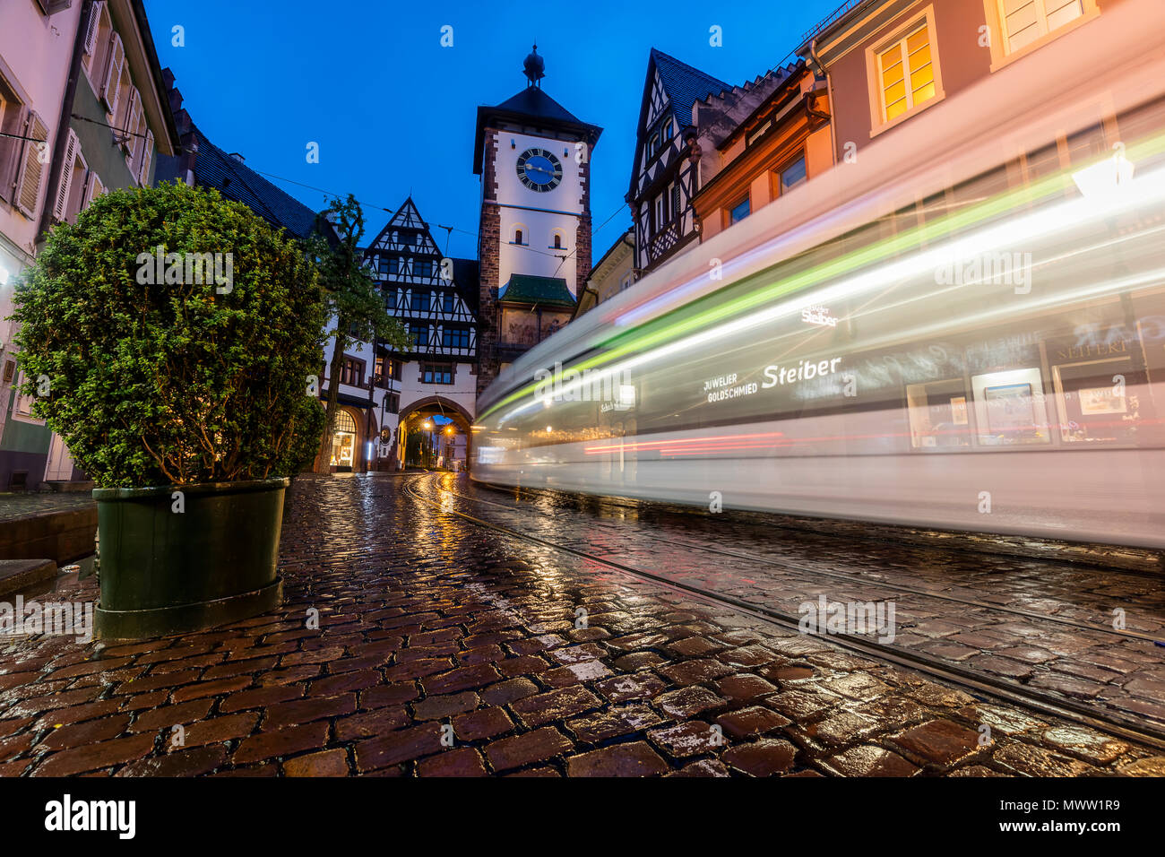 Freiburg im Breisgau (Germany) at night Stock Photo - Alamy
