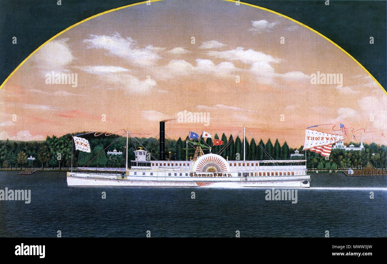 . English: Thomas P. Way, steamboat, built 1859, painting by James Bard ...