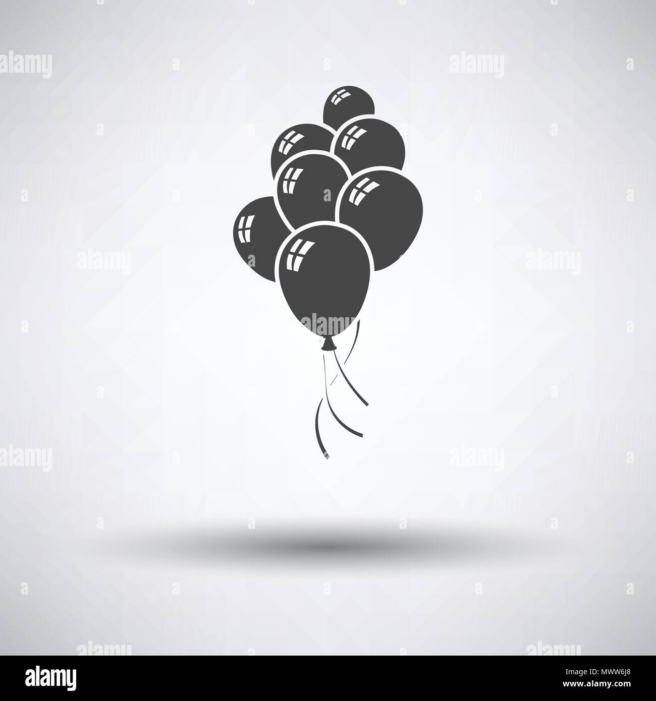 Party balloons and stars icon on gray background, round shadow. Vector ...