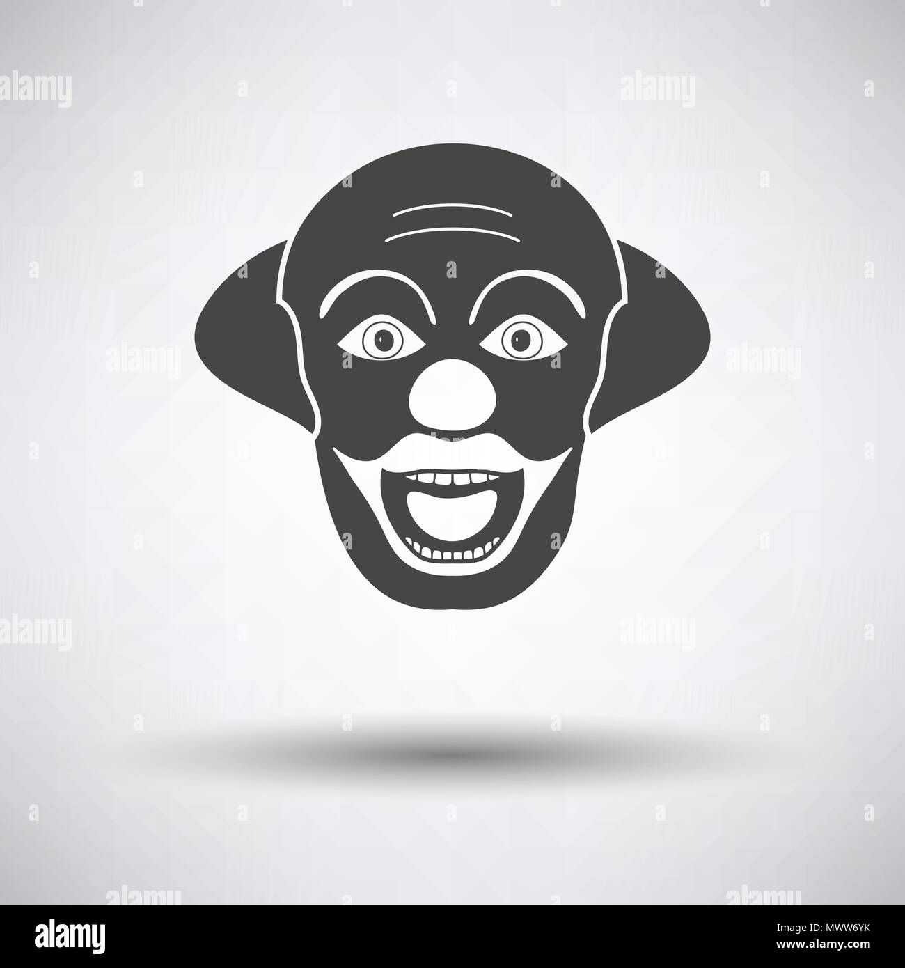 Party clown face icon on gray background, round shadow. Vector ...