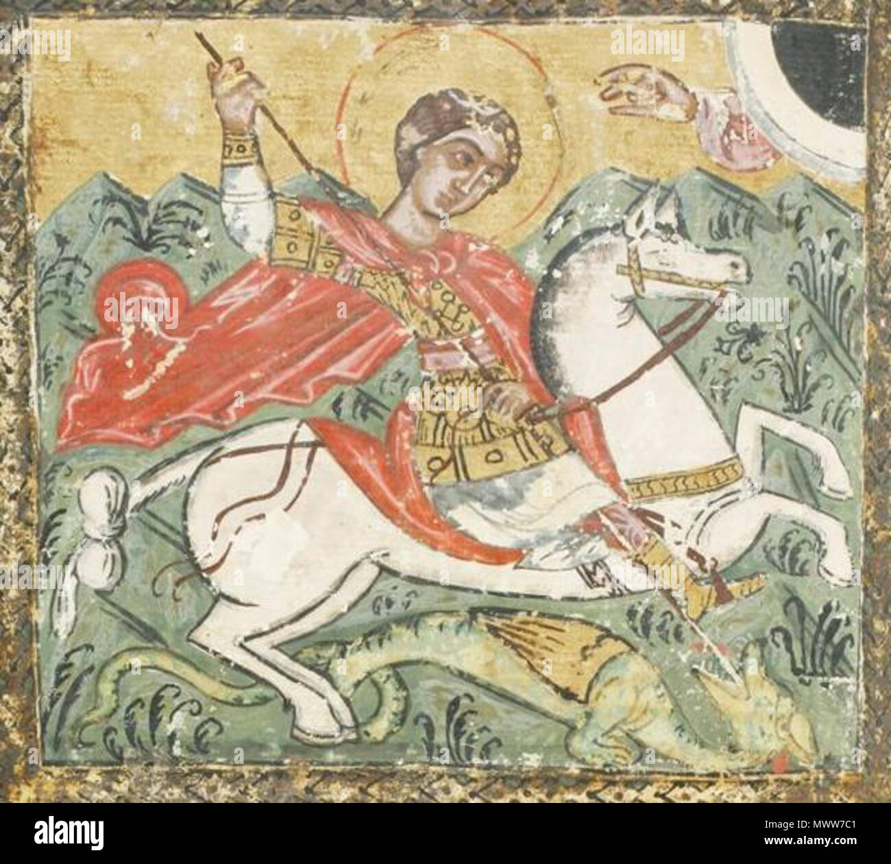 . English: Saint George. Georgian icon of middle ages. NA. ხელნაწერთა ...