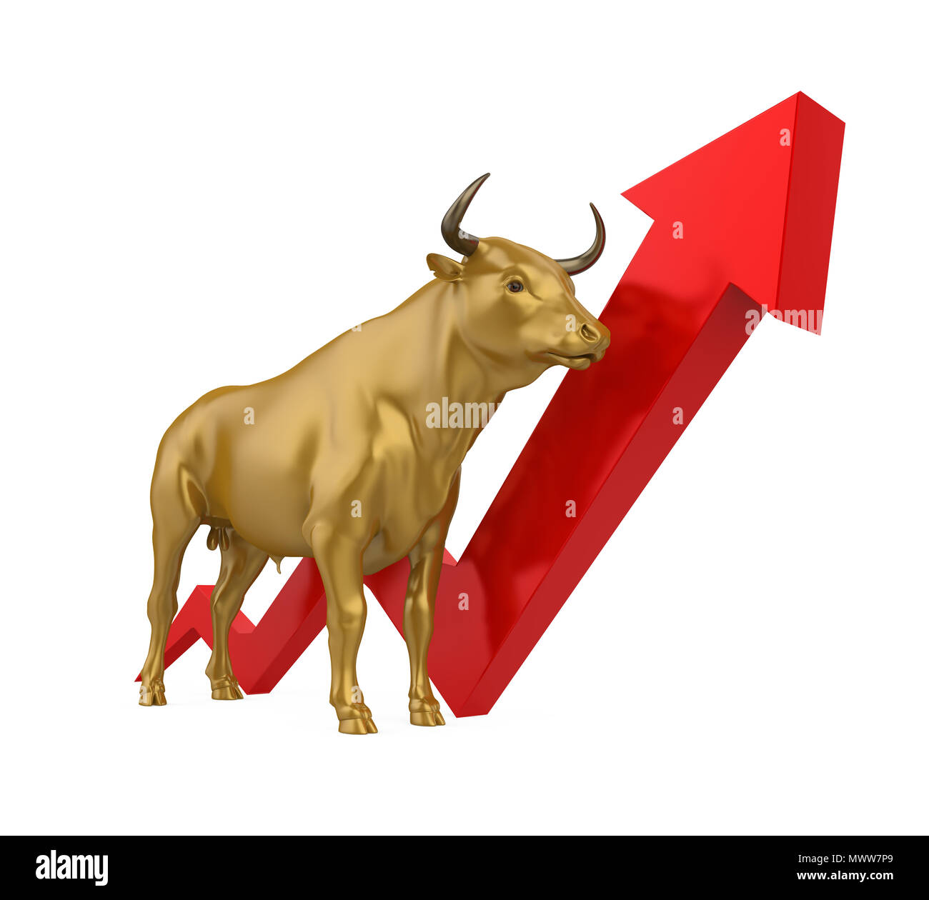 Bull Statue with Arrow Up Isolated Stock Photo - Alamy