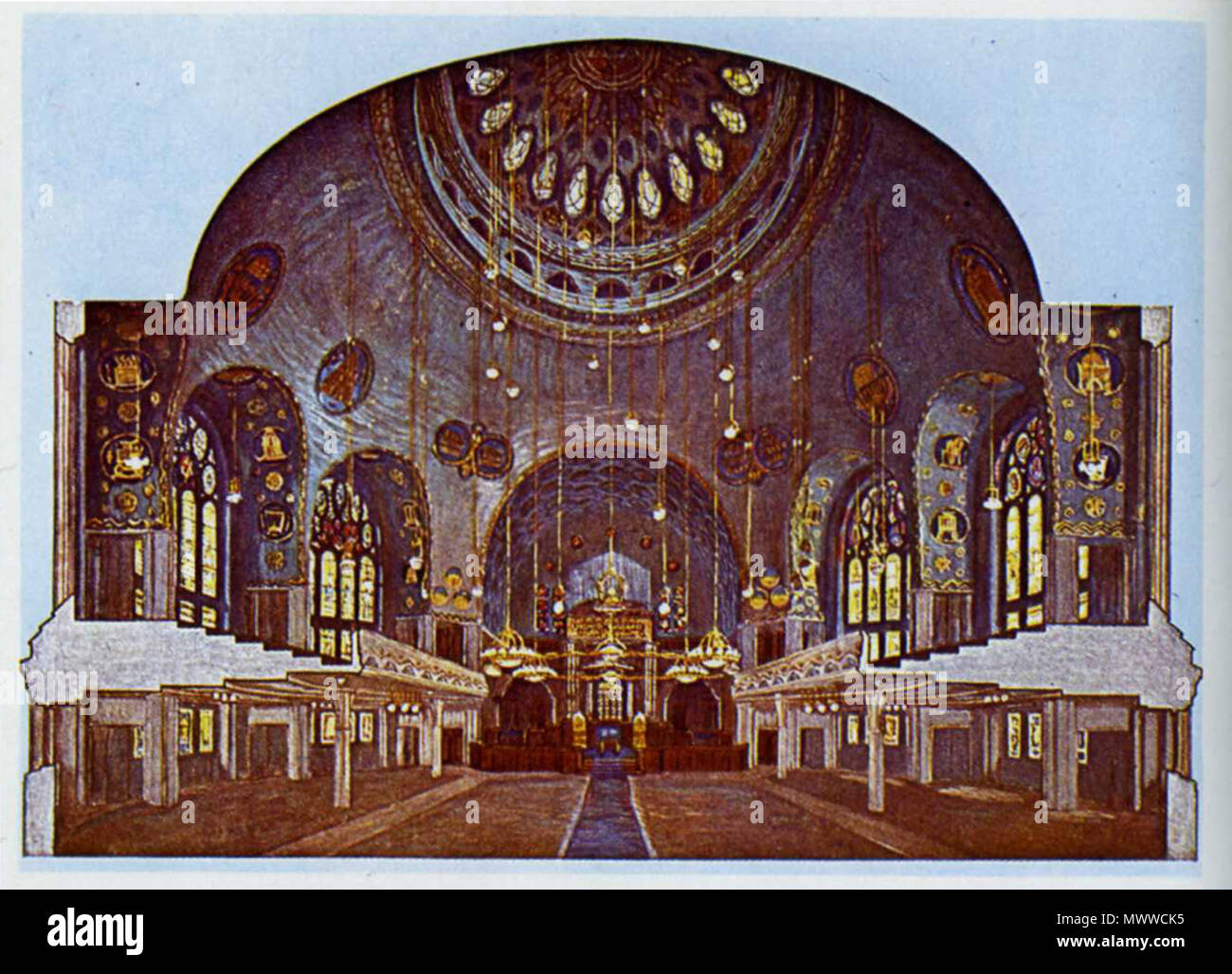 . Deutsch: Alte Synagoge Essen - Inneres nach Osten (1913, Edmund ...