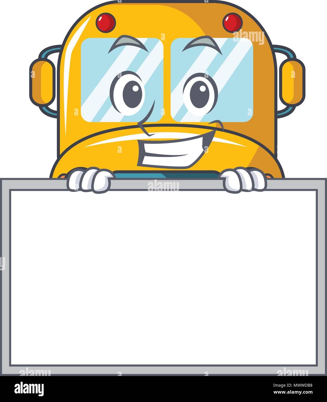 Grinning with board school bus character cartoon Stock Vector Image ...