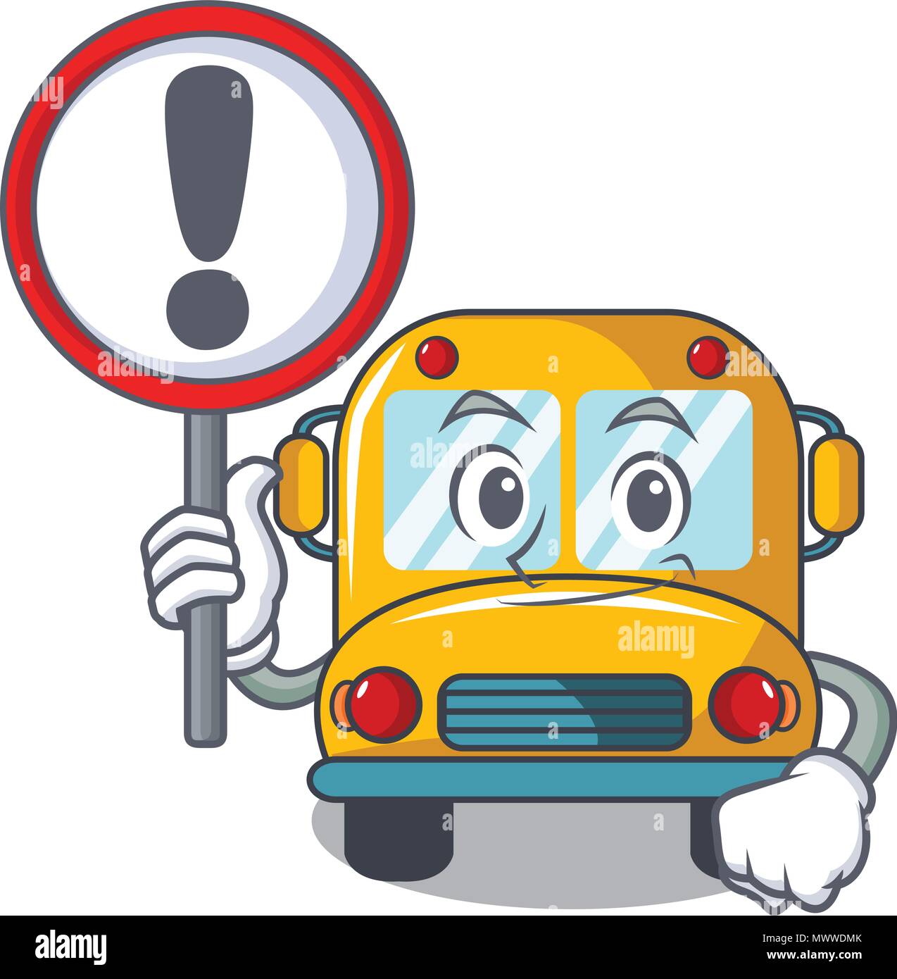 With sign school bus character cartoon Stock Vector Image & Art - Alamy