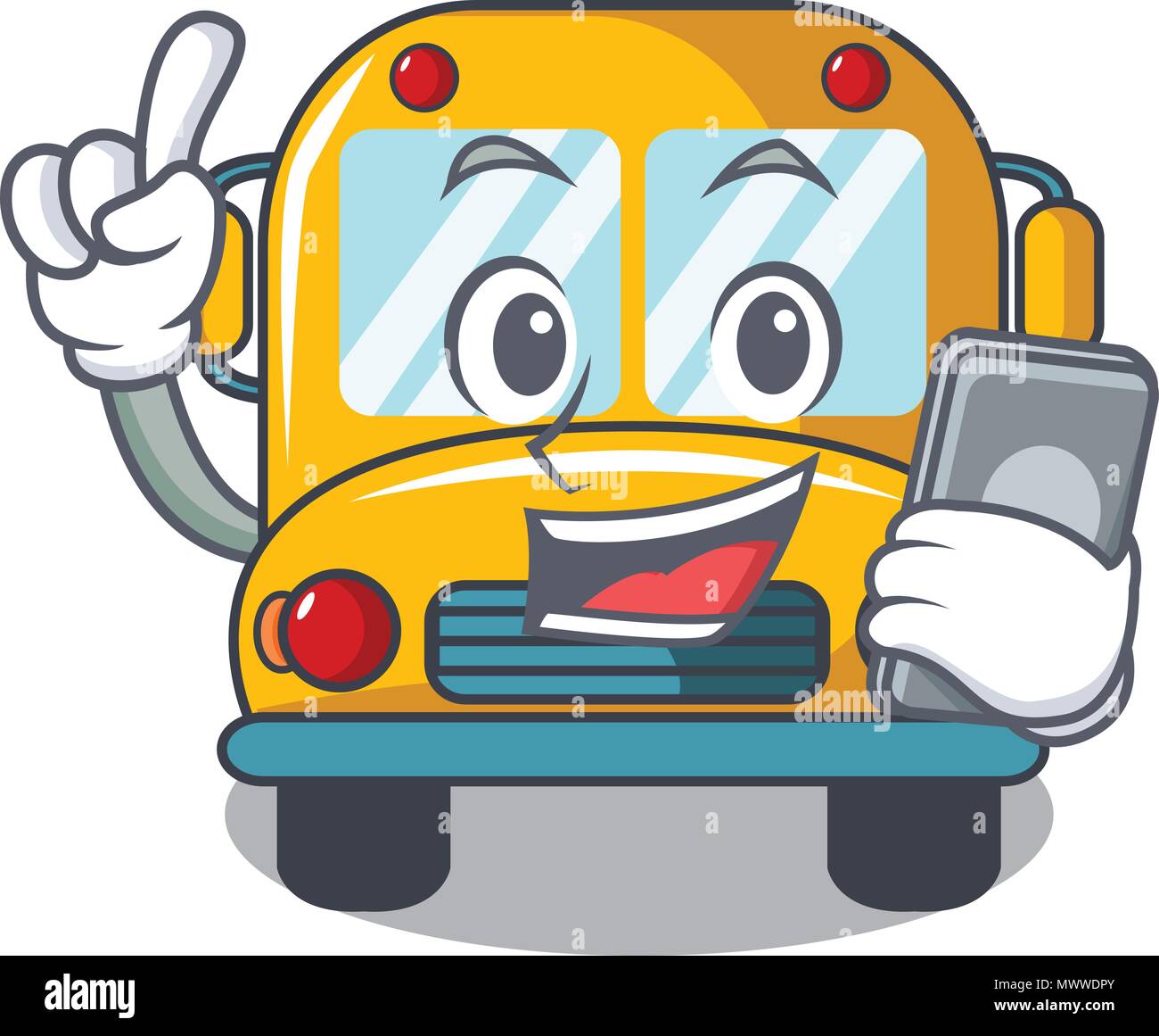 With phone school bus character cartoon Stock Vector Image & Art - Alamy