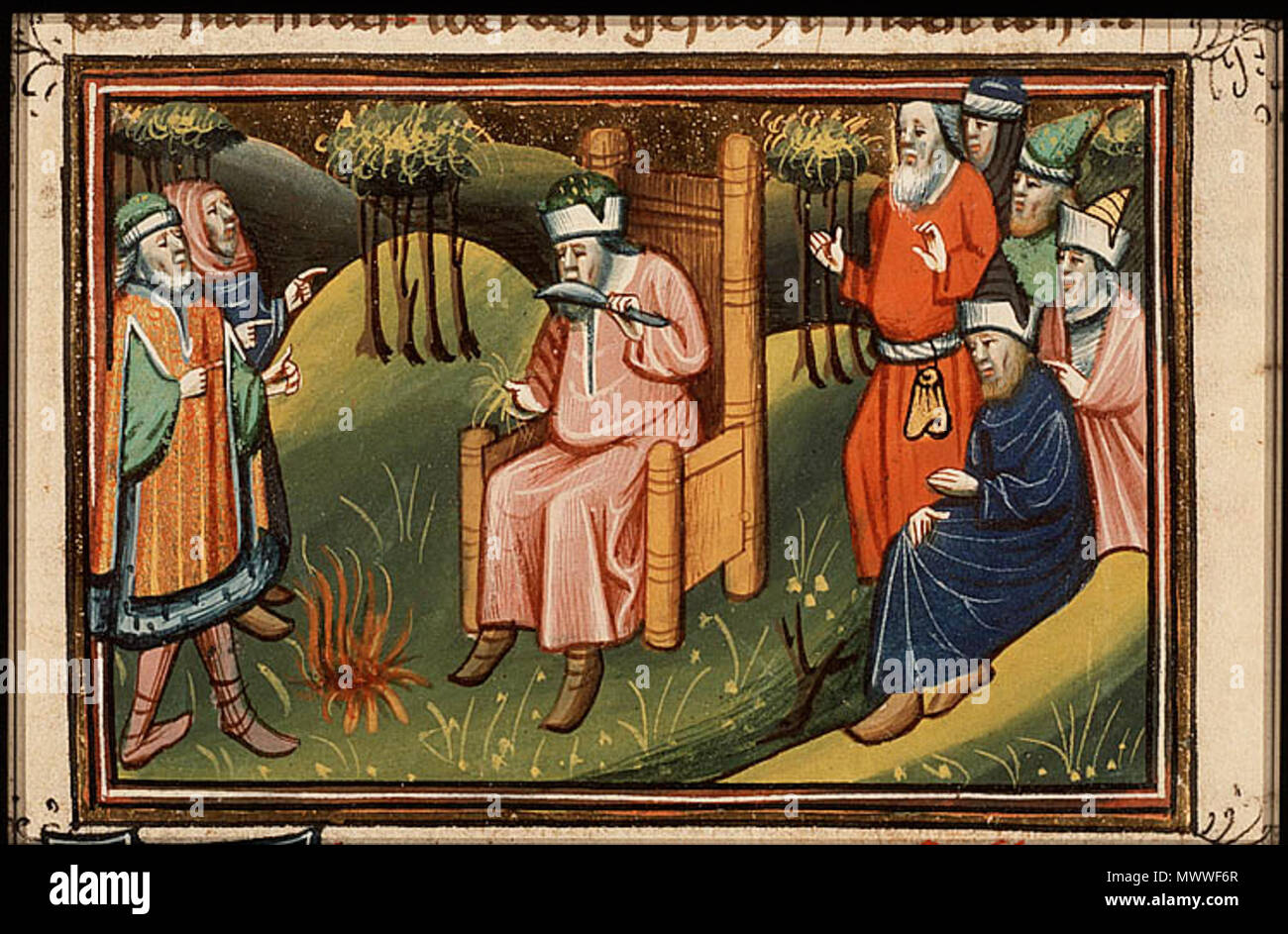. English: The prophet Ezekiel cuts off his hair and beard and burns it ...