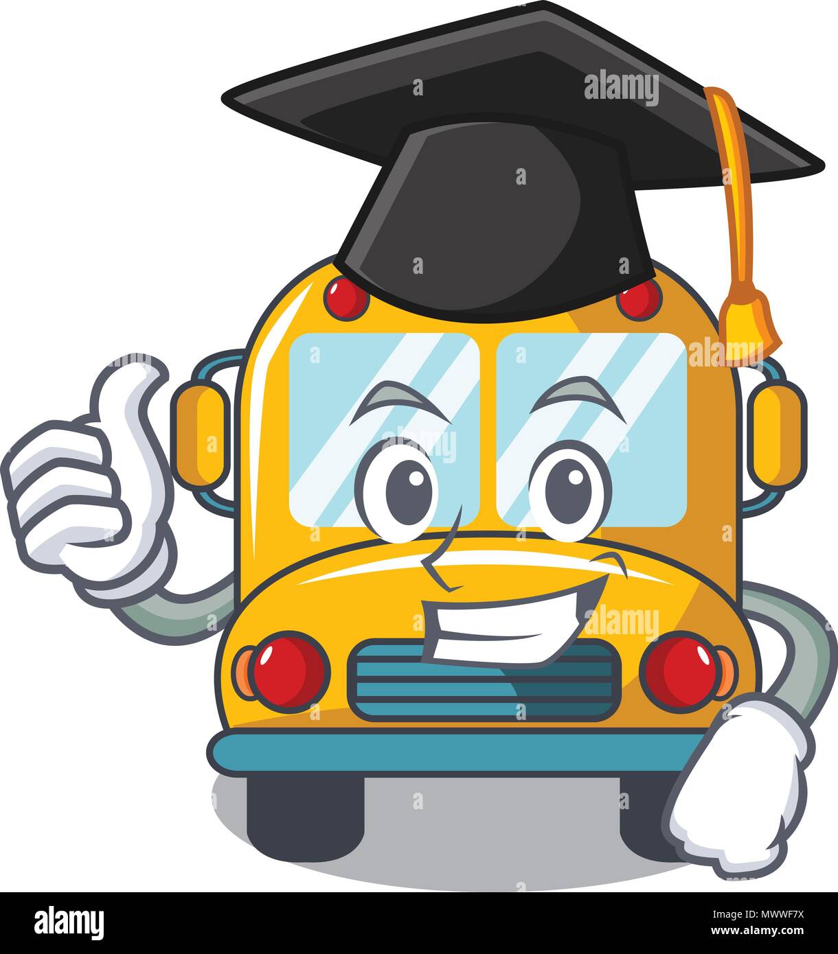 Graduation school bus character cartoon Stock Vector Image & Art - Alamy