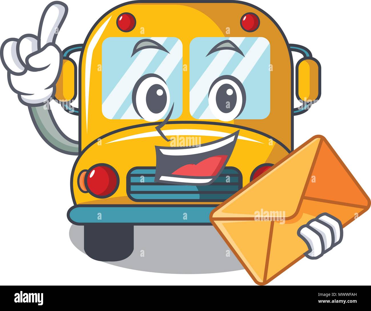 With envelope school bus character cartoon Stock Vector Image & Art - Alamy