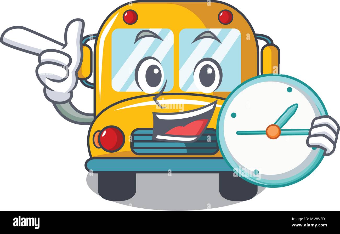 With clock school bus character cartoon Stock Vector Image & Art - Alamy