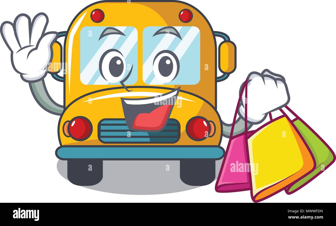 Shopping school bus character cartoon Stock Vector Image & Art - Alamy
