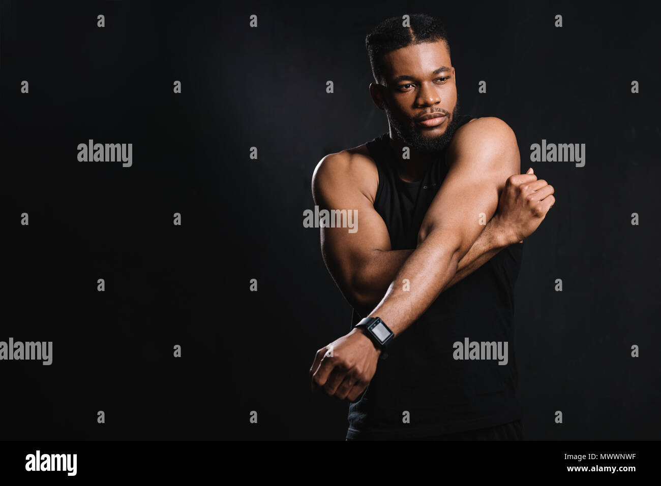 African american man working stretching hi-res stock photography and ...