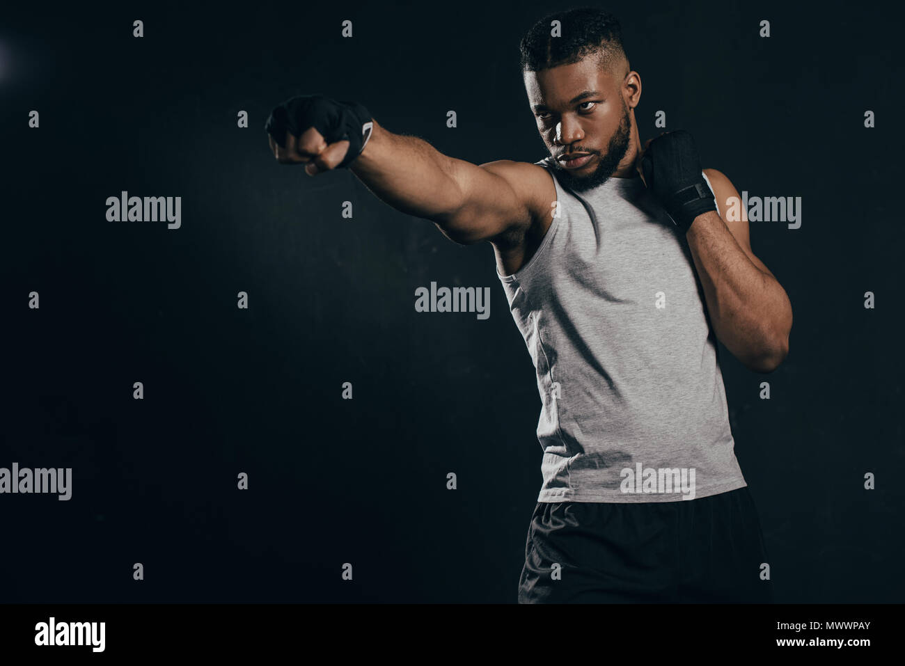 African american kickboxer exercising hi-res stock photography and ...
