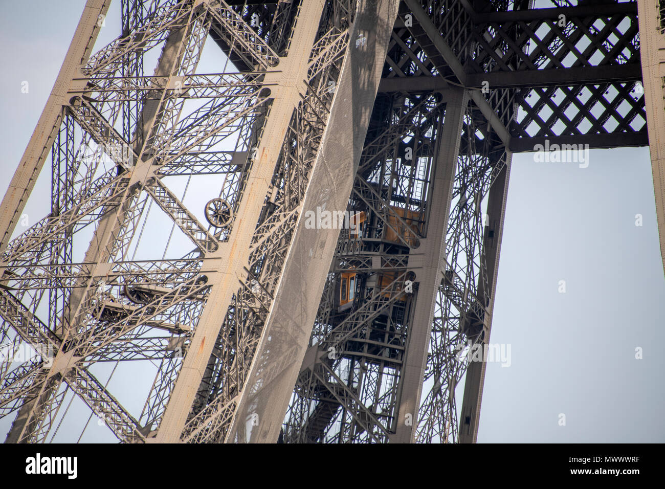 An elevator taking people to the upper levels in this very high ...