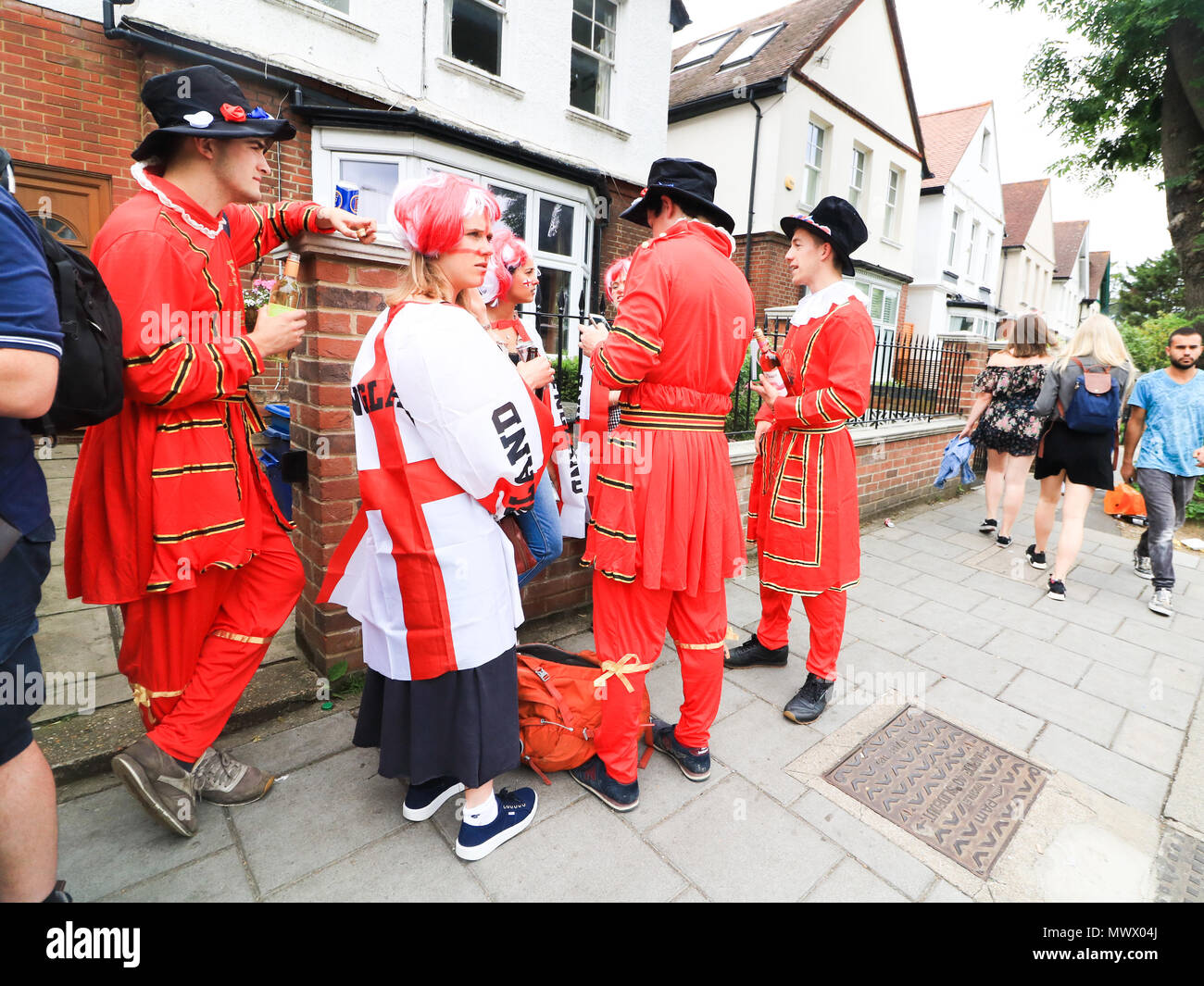 London UK. 2nd June 2018. Twickenham: Fans arrive dressed in fancy ...